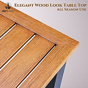 HERA'S HOUSE 7 Pieces Patio Dining Set, Outdoor Table and Chairs Set for 6, 60" Wood Look Table and 6 x Metal Patio Chairs for Backyard Lawn Garden Deck