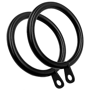 28Pcs Metal Flat Curtain Ring with Eyelet 1.5" Inner Diameter,Fits Up to 1 1/4-Inch Rod-Black