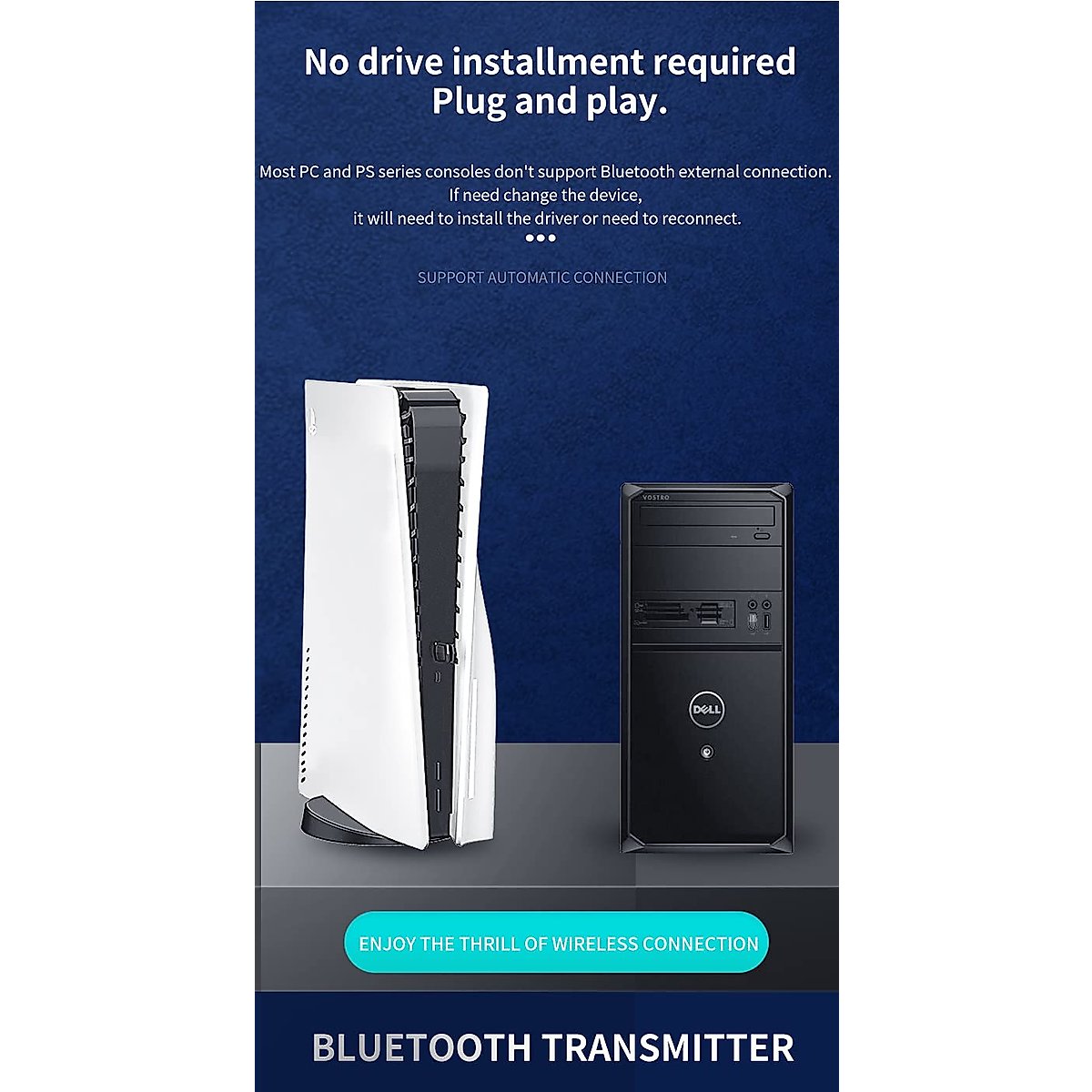 VR robot Bluetooth 5.0 Audio Adapter for Nintendo Switch & Lite, 3.5mm Aux Low latency Wireless Bluetooth Transmitter Dongle, Compatible with Switch & Lite/PS4/PC/Laptops for Bluetooth Device