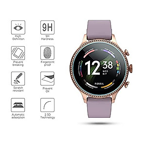 Suoman 4-Pack for Fossil Gen 6 42mm Women Screen Protector Tempered Glass for Fossil Gen 6 Women Smartwatch [Anti-Scratch] [2.5D 9H Hardness]