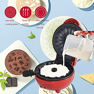 Generic Mini Cake Maker Mini Bundt Maker Electric Cake Maker Non-stick Surface Double-sided Heating Quick Breakfast Electric Baking Pan, suitable, red