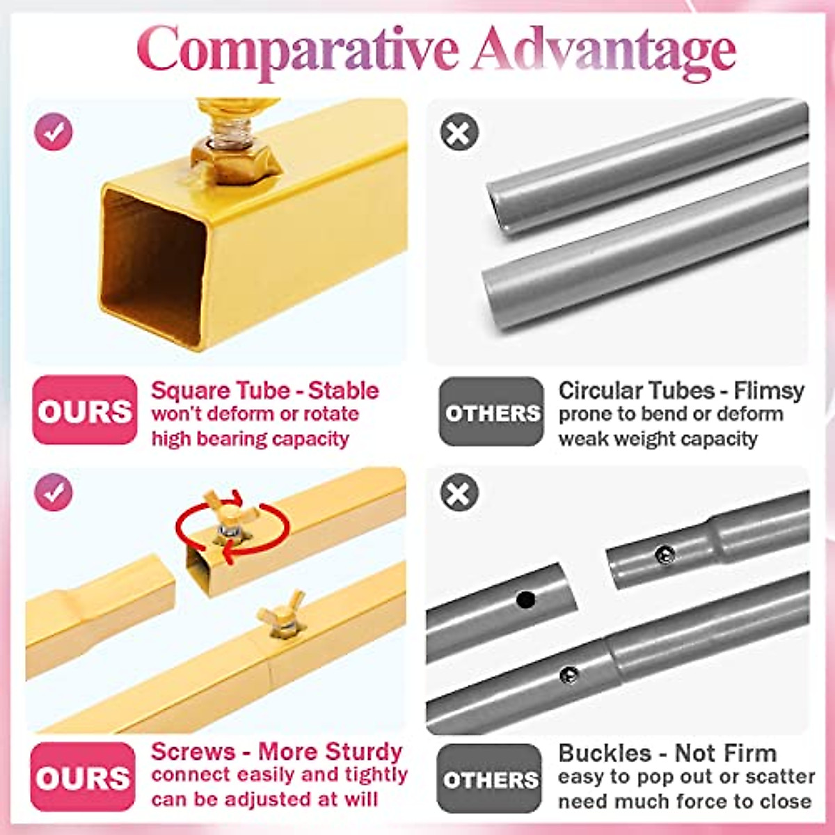 Fomcet Metal Arch Backdrop Stand Set of 2 Gold Wedding Arch Stand 7.2FT & 6FT Arched Backdrop Frame for Birthday Party Baby Shower Graduation Ceremony Decoration