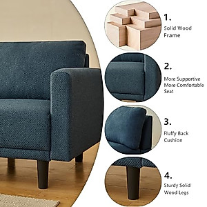 Cpintltr U Shaped Sectional Sofa Modern Convertible Modular Couch with Reversible Chaise Upholstered Linen 5-Seat Sofa Furniture Set with Ottomans for Living Room (Navy Blue,5+2)