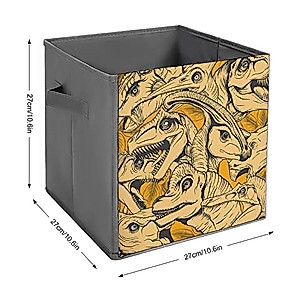Dinosaurs Cartoon Collection Canvas Collapsible Storage Bins Cube Organizer Baskets with Handles for Home Office Car