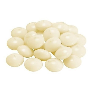 Super Z Outlet 1 3/4" Unscented Natural Color Water Floating Mini Candle Discs for Weddings, Home Decoration, Relaxation, Spa, Smokeless Cotton Wick. (24 Candles)