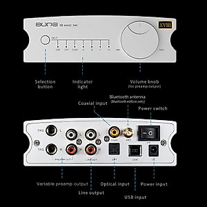 aune X8 18th Anniversary Edition-BT DAC/Hi-Res 768k/32bit DSD512/Op-Amp Replaceable, FPGA, USB/COAX/OPT, Bluetooth5.1 aptX-HD LDAC/RCA Preamp&Line Out/TRS Out, for PC/Phone OTG/player (Black)