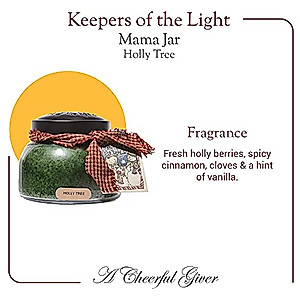 A Cheerful Giver - Holly Tree Mama Scented Glass Jar Candle (22oz) with Lid & True to Life Fragrance Made in USA