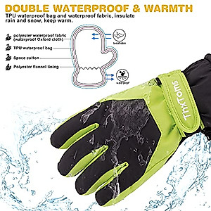 ThxToms Kids Winter Gloves Waterproof Ski Snow Gloves for Boys & Girls Cold Weather Outdoor Sports Snowboard Bicycle for 4-14 Years Old