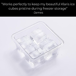 Klaris 2" Cube Storage Containers (5 pk) - Craft Ice Storage with Lids | Stackable, Compact and Robust for Freezer | Keeps Ice Fresh & Clear | Compatible with any 2" Cubes & Spheres