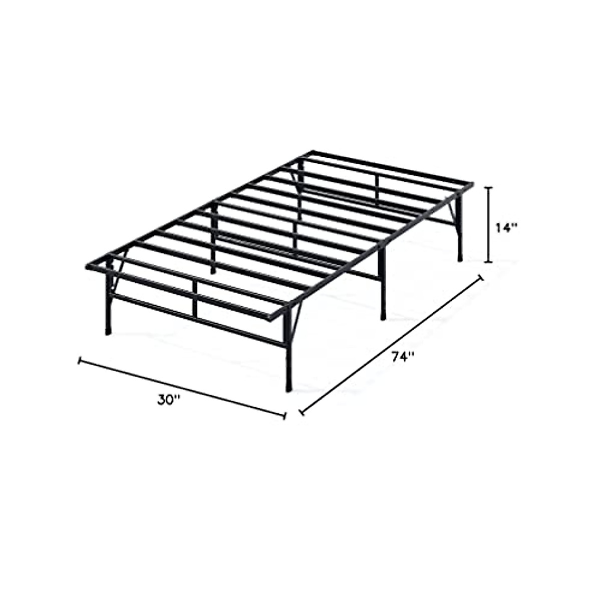 ZINUS SmartBase Compack Mattress Foundation / 14 Inch Metal Bed Frame / No Box Spring Needed / Sturdy Steel Slat Support, Narrow Twin, Black