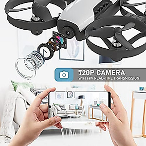 Cheerwing U61S Mini Drones with Camera for Kids and Adults 720P HD 2.4Ghz Rc Quadcopter WiFi Fpv Drone with Altitude Hold,2 Batteries White