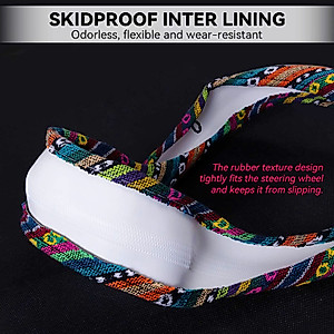 Limsas Boho Steering Wheel Cover Elastic Microfiber for Women, Universal Fit 15 inch Car SUV, Hippie Style Protector Cover, Anti-Slip, Breathable, Absorbing Sweat - 01