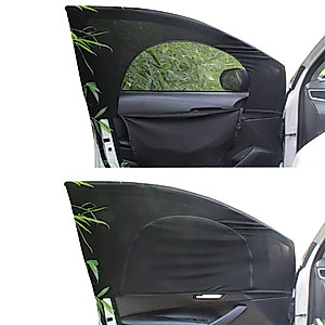 Ovege Car Window Shades 2pcs-Side Window Sun Shade Breathable Mesh-Zipper Car Window Cover Car Window Screens for Car Camping Privacy Universal Fit for Most(95%) of Car Shades for Front Windows