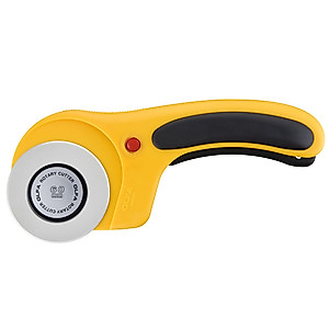 OLFA 60mm Ergonomic Rotary Cutter (RTY-3/DX) - Rotary Fabric Cutter w/ Blade Cover & Squeeze Trigger for Quilting, Sewing, Crafts, Replacement Blade: OLFA RB60-1