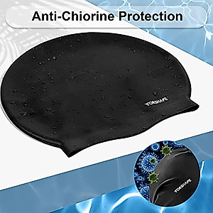 Vorshape Extra Large Swim Cap for Braids and Dreadlocks - Swimming Cap for Women Long Hair Adult Swim Cap for Long Thick Curly Hair Keep Your Hair Dry (Black)