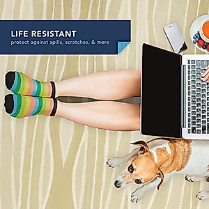 My Magic Carpet Washable Rug - Non-Slip, Stain Resistant, Waterproof, Foldable - 1 Piece Accent Living Room & Bedroom Area Rug - Pet & Kid Friendly (Waves Natural, 3X5 ft)