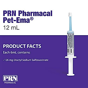 PRN Pharmacal PetEma - Disposable Single Use Enema for Dogs & Cats - Rectally Administered Gel Containing Lubricant, Laxative & Stool Softener - with Glycerin & Sorbic Acid - 12 mL Syringe - 3 Pack