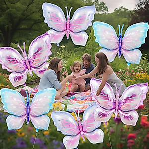 6 Pieces 39 Inches Butterfly Balloons - Large Gradient Butterflies Foil Mylar Balloons for Birthdays, Garden, Spring Decorations, Butterfly-Themed Events, Baby Shower, and Wedding Party Supplies