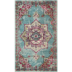 Rugs.com Fleur Collection Rug – 3' x 5' Light Blue Medium-Pile Rug Perfect for Entryways, Kitchens, Breakfast Nooks, Accent Pieces