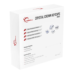 G.SKILL Crystal Crown Keycaps - Keycap Set with Transparent Layer for Mechanical Keyboards, Full 104 Key, Standard ANSI 104 English (US) Layout - White