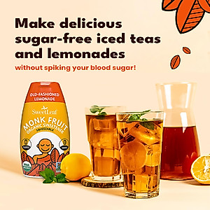 SweetLeaf Lemonade Liquid Monk Fruit - Monk Fruit Liquid Sweetener Drops, Organic Monk Fruit Extract, Zero Calorie Sweetener, Sugar Free, Keto Friendly, Erythritol Free - 1.7 Fl Oz