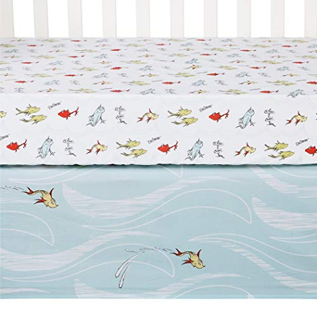 Trend Lab Dr. Seuss One Fish Two Fish 4Piece Crib Bedding Set Nursery Baby Bedding
