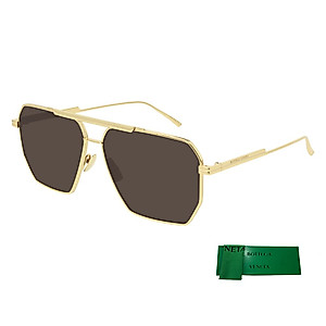 Bottega Veneta BV1012S 003 60MM Gold/Brown Aviator Sunglasses for Men + BUNDLE with Designer iWear Eyewear Kit