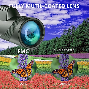 Monocular Telescope 80x100 High Powered for Adults for Smartphone Adapter Telescope Hunting Wildlife Bird Watching Travel Camping Hiking-Green