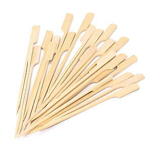 3.5 Inch Bamboo Skewers 100PCS Food Appetizer Toothpicks Wide Flat Paddle Bamboo Wood Picks for Cocktail, Marshmallow, Fruit, Grilling, Drink, BBQ, Barbecue, Yakitori Chicken, Fondue, Roasting
