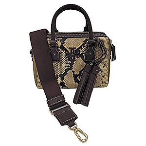 Tory Burch 139405 Thea Exotic Sand Drift Snake Skin Brown With Gold Hardware Women's Mini Web Satchel Bag