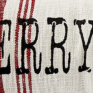 Mud Pie Merry Christmas Long Pillow, White, 11" x 35"