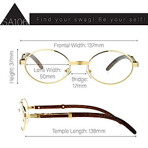 SA106 Art Nouveau Vintage Style Oval Metal Frame Eye Glasses Yellow Gold