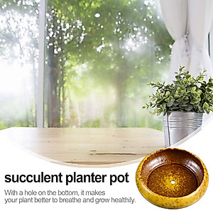 Happyyami Succulent Flower Pot Retro Plant Pot Home Plant Container Small Plant Pot Ceramic Planter Bedroom Decoration Garden Decoration Desktop Bonsai Porcelain Pot Succulents Ceramics