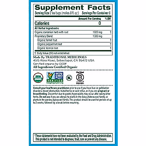 Traditional Medicinals Tea, Organic EveryDay Detox Dandelion, Supports Healthy Liver & Kidney Function, Detox, 96 Tea Bags (6 Pack)