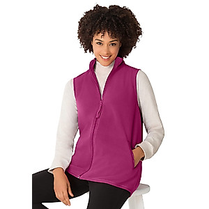 Woman Within Plus Size Zip-Front Microfleece Vest Long Fleece Vest - 3X, Black