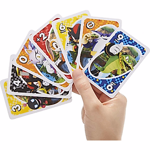 Mattel Games UNO Sonic The Hedgehog Card Game for Kids & Family, Themed Deck & Special Rule, 2-10 Players