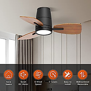 TALOYA Small Ceiling Fan with Lights and Remote Control 30 inch Multifunctional Quiet Fan with Three Color Temperature Light and Reversible Blades