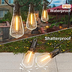 GPATIO 100FT Outdoor String Lights IP65 Waterproof, 2200K Warm White, Decor for Patio, Backyard, Gazebo, Garden, Outside, Cafe, Party, Christmas.
