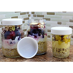 Regular Mouth Plastic Mason Jar Lids, Unlined (24-Pack); Standard Size 70-450 White Plastic Caps for Mason Jars