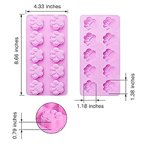 homEdge Puppy Dog Paw and Bone Silicone Molds, Non-Stick Food Grade Silicone Molds for Chocolate, Candy, Jelly, Ice Cube, Dog Treats (Puppy Paw Bone Set of 4PCS)