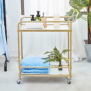 LIUJUN Dining Cart Hotel Shower Room Cart Restaurant Drink Cart Tea Cart Showroom Living Room Home Mobile Car (Color : Glass Panel, Size : 69 * 35 * 82cm)