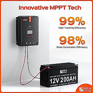 RICH SOLAR 800 Watt 12V Solar kit Contains 4 high Efficiency 200W Monocrystalline Panels with 9 busbars and Our 60A MPPT Controller