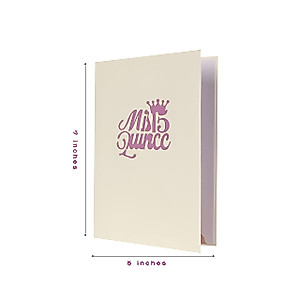 Ilce Cards Quinceanera Card - Happy 15th Birthday Card - Tarjetas Para 15 Años - Elegant Pop Up Crown Design