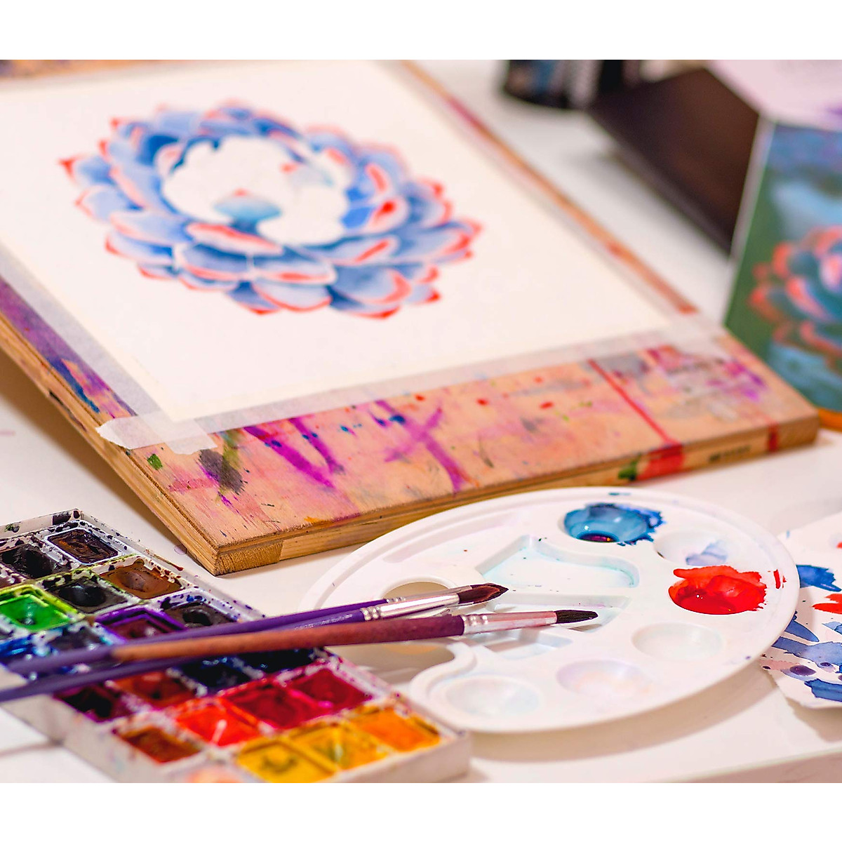 6 PCS Paint Pallet with Thumb Hole - Artllon Premium Plastic Painting Palette for Acrylic Painting, Art Paint Trays for Kids and Adults, Washable, 10 Wells (White)