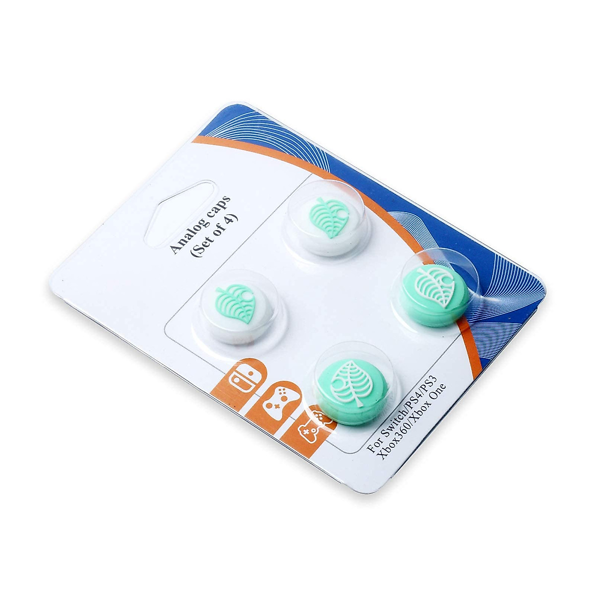 HUAYUWA 4 Pack Leaf Design Thumb Grip Caps for Switch & Switch Lite Joy-Con Controller Silicone Cover Joystics Caps (Green&White)