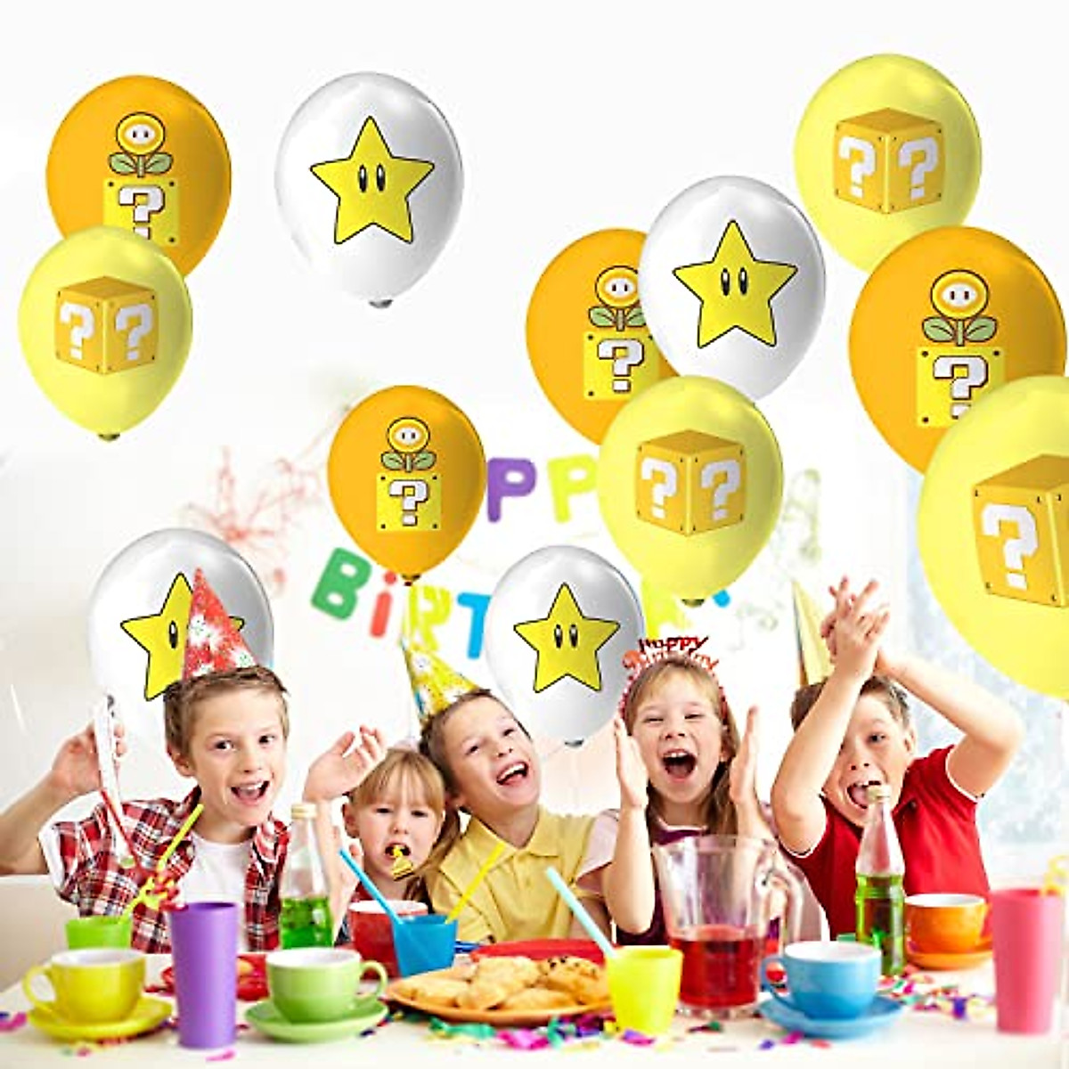 24Pcs Mario Party Latex Balloons, Super Bros Birthday Party Balloons, Super Bros Game Party Balloon Decoration