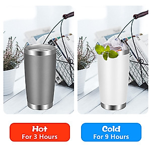 VEGOND 20oz Tumbler with Lid and Straw Stainless Steel Tumbler Cup Bulk Vacuum Insulated Double Wall Travel Coffee Mug Powder Coated Coffee Cup(White 6 Pack