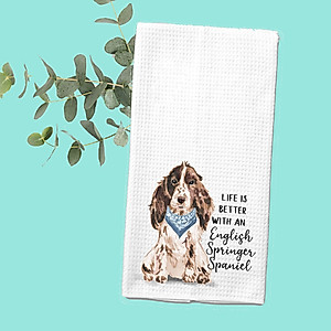 Watercolor Life is Better with an English Springer Spaniel Microfiber Kitchen Tea Bar Towel Gift for Animal Dog Lover