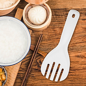 2pcs Rice Paddle Spoon Plastic Non-Stick Rice Spoon Rice Spatula Rice Cooker Spoon, Serving Spoon for Rice Kitchen Utensils for Home Restaurant Hotel White