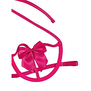 SOLY HUX Women's Two Piece Underwire Lingerie Set Bow Knot Cut Out Halter Bra and Panty Sleepwear Pure Hot Pink S